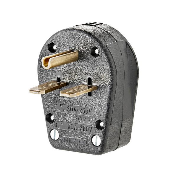 Clavija comercial, 2 polos, con conexión a tierra, negro. 00931-00E Leviton