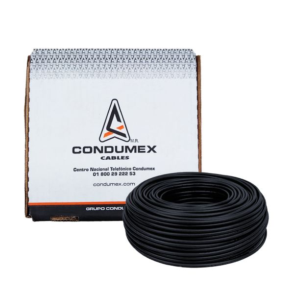 Caja 100 M, cable negro THW, calibre 18, 100% cobre. CTHW-18N Condumex