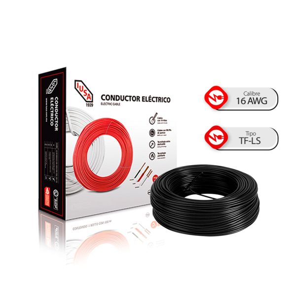 Cable - Calibre 16 - 100 Mts - Iusa - Negro - Elektron